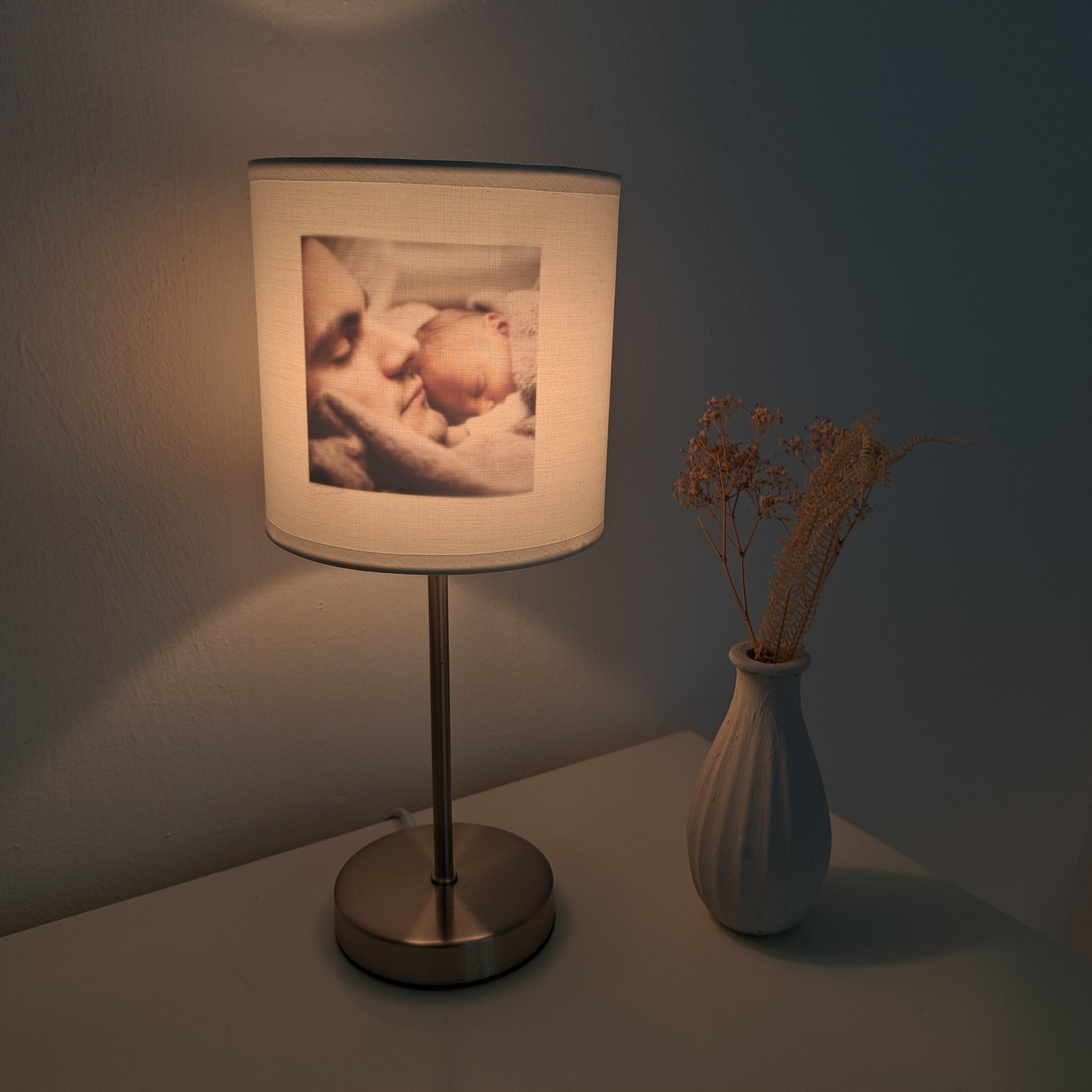Lampe mit Foto | Personalisierte Tischlampe mit Stofflampenschirm und ...
